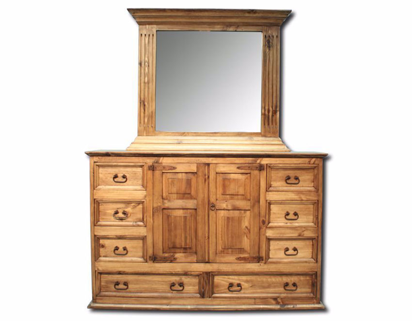 Vintage Rustic Dresser with Mirror - Light