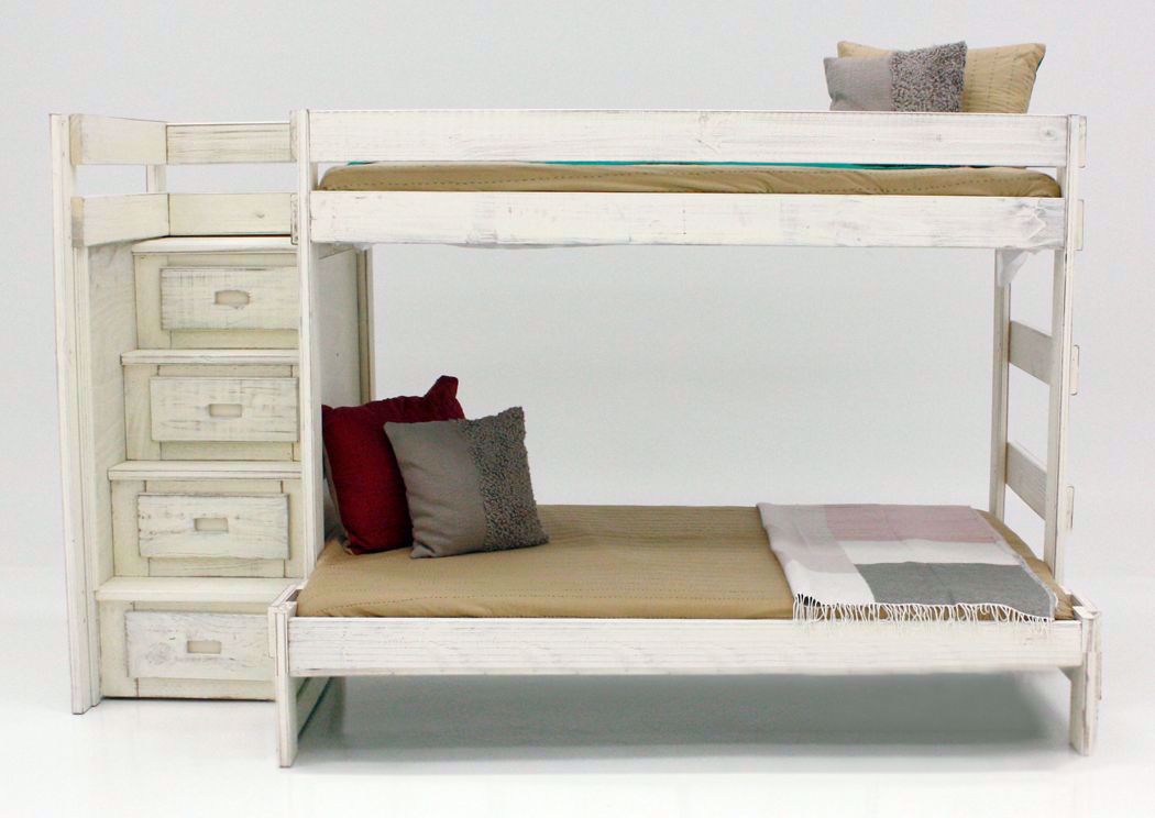 Duncan Twin & Full Staircase Bunk Bed - White | Home Furniture Plus Bedding