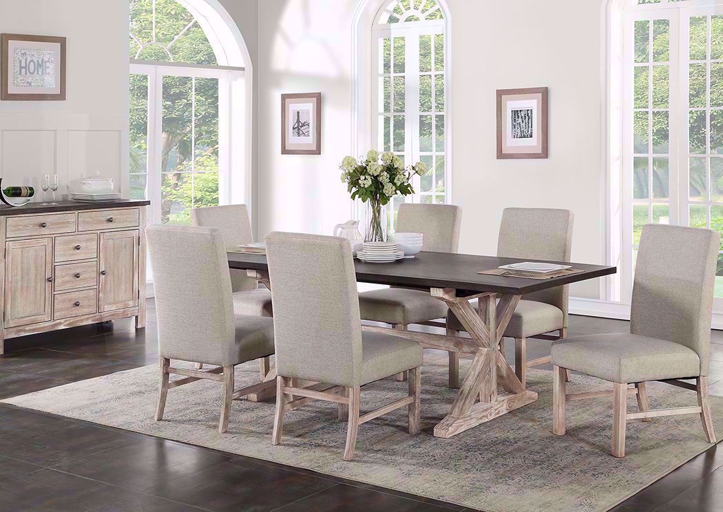 Jefferson 7 Piece Dining Table Set – Brown