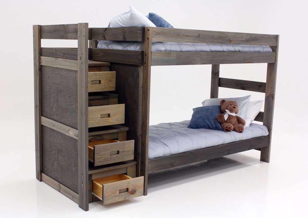 Duncan Twin & Twin Staircase Bunk Bed - Gray | Home Furniture Plus Bedding