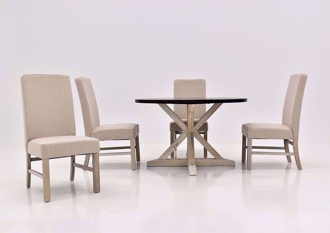 Jefferson 5 Piece Round Dining Table Set - Brown