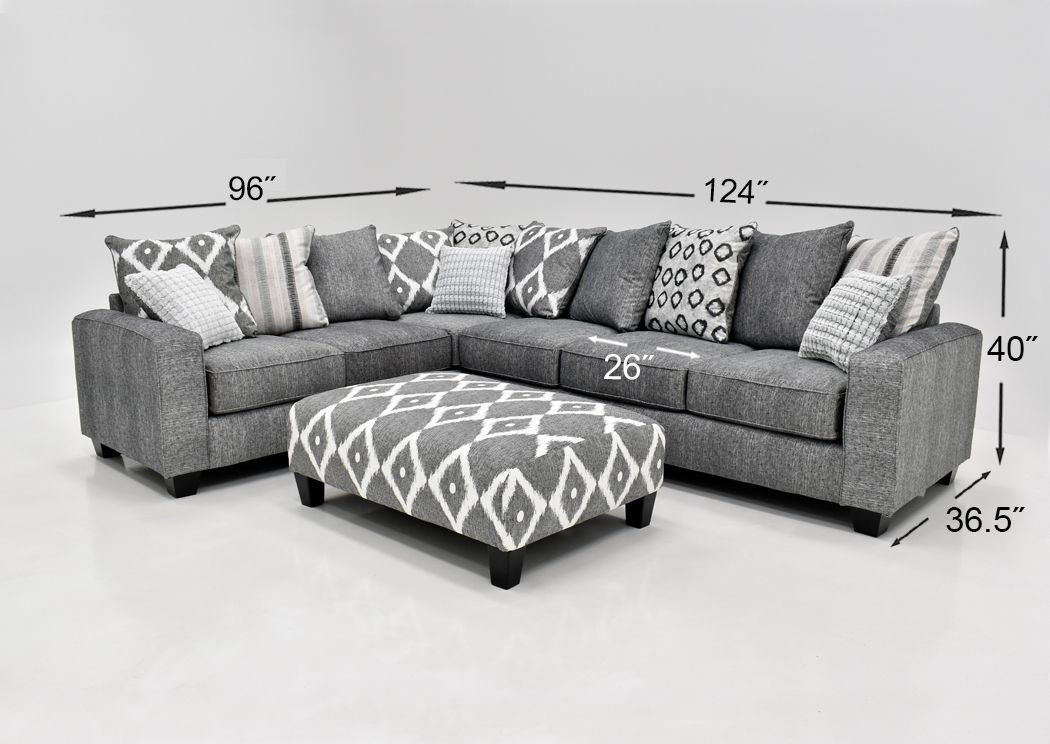 Stonewash Sectional Sofa - Gray | Home Furniture Plus Bedding
