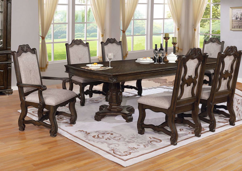 Renaissance 7 Piece Dining Table Set - Brown | Home Furniture Plus Bedding