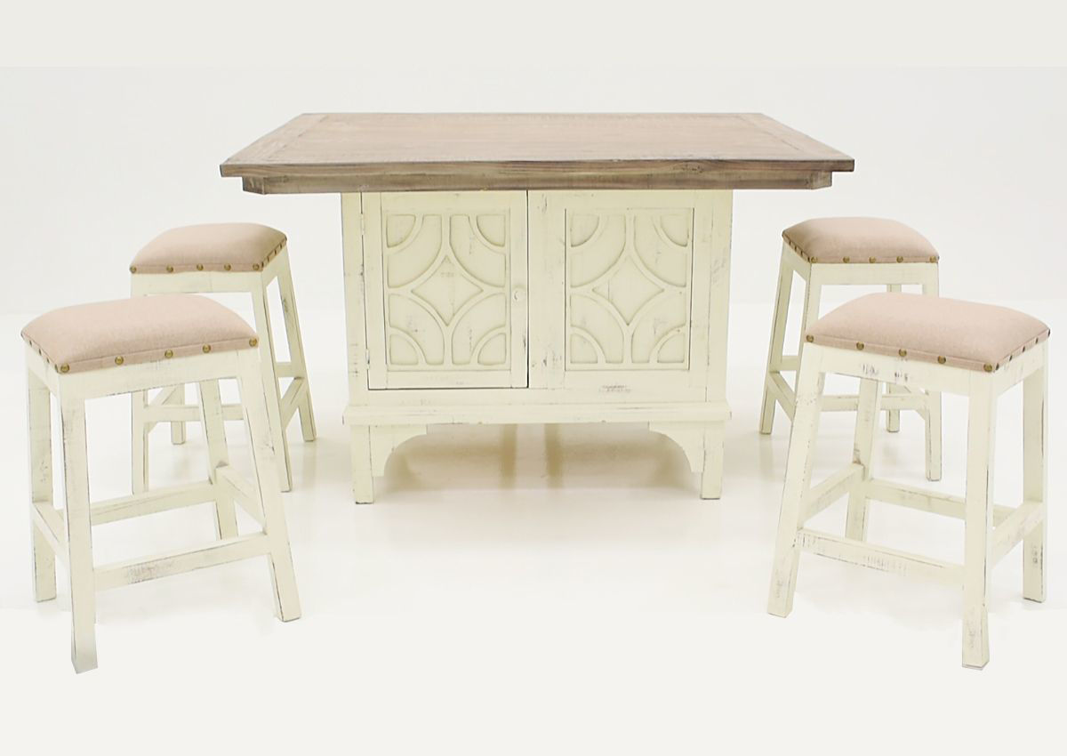 Westgate 7 Piece Pub Dining Table Set - White with Backless Stools ...