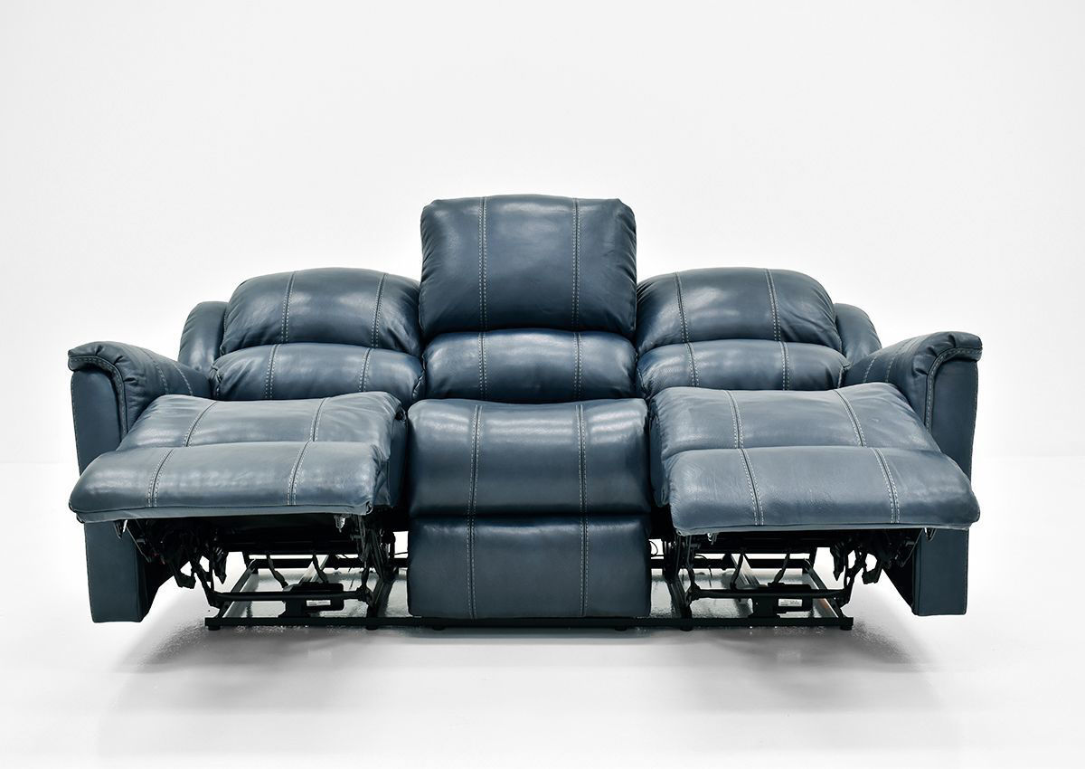 Mercury POWER Reclining Leather Sofa - Navy Blue | Home Furniture