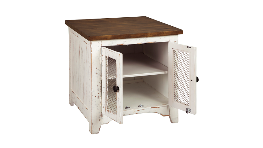 Wystfield End Table - White with Brown | Home Furniture Plus Bedding ...