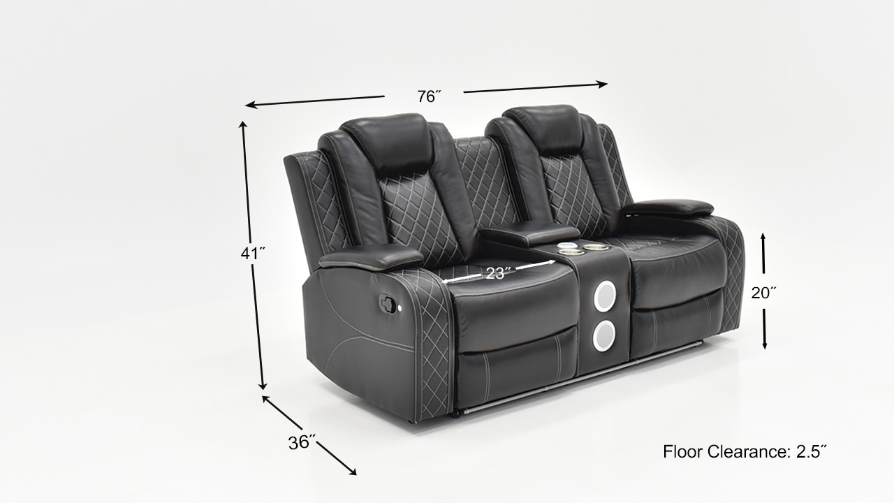 Orion Reclining Loveseat With Console - Black | Home Furniture Plus ...