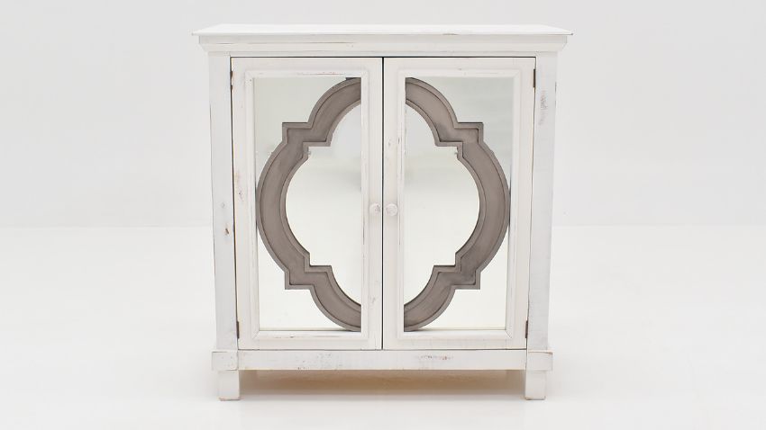 Brocade 2 Door Mirrored Console Cabinet - White | Home Furniture Plus ...