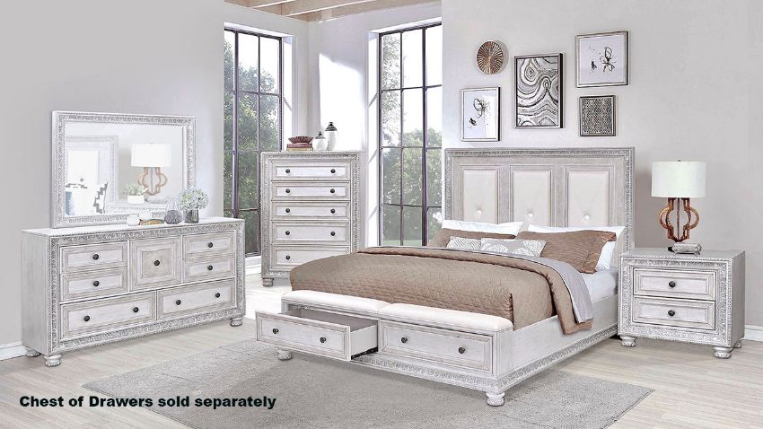 Ava King Storage Bed Set - White | Home Furniture Plus Bedding and ...