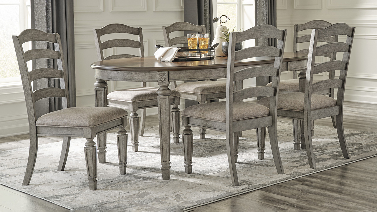 Lodenbay 7 Piece Oval Dining Table Set - Gray | Home Furniture Plus ...