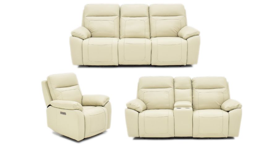 Dove POWER Reclining Sofa Set - Off White | Home Furniture Plus Bedding