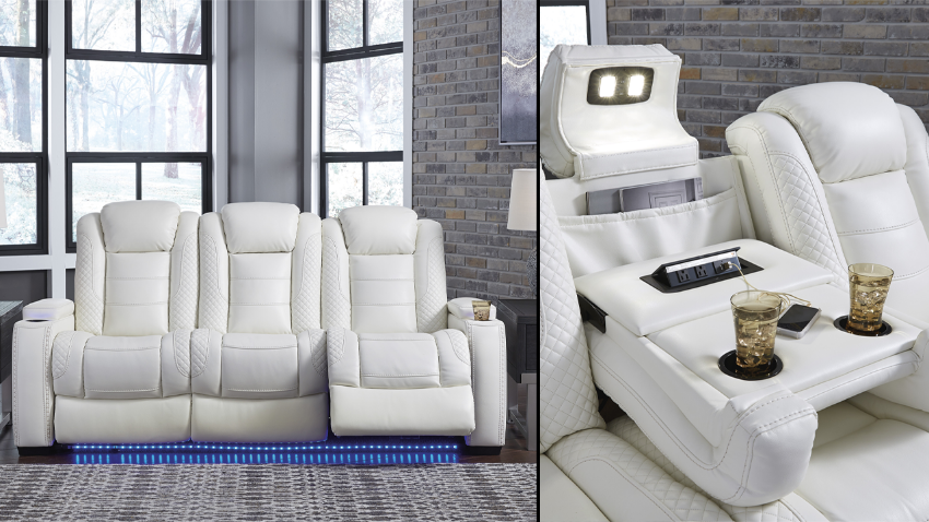 Party Time POWER Sofa - White | Home Furniture Plus Bedding and ...