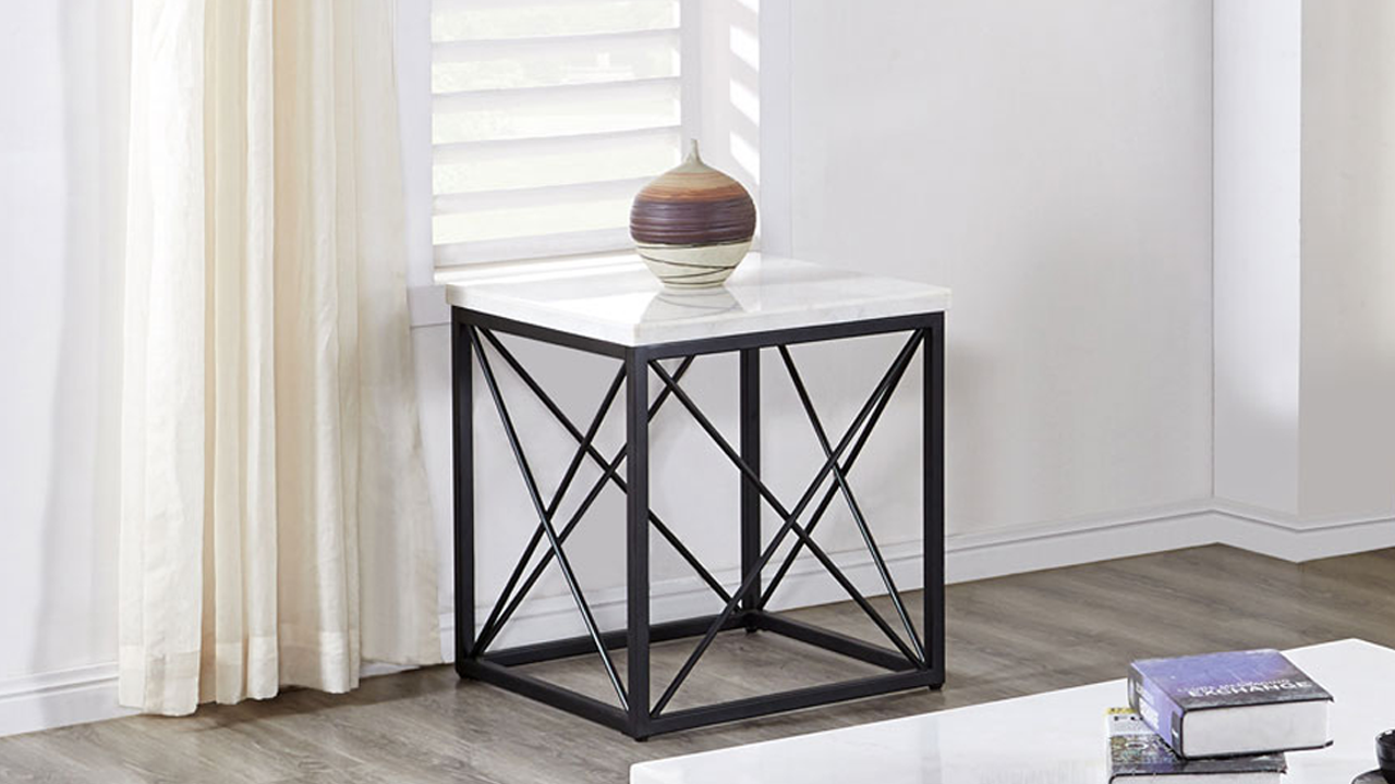 Skyler End Table - White with Black Base | Home Furniture Plus Bedding ...