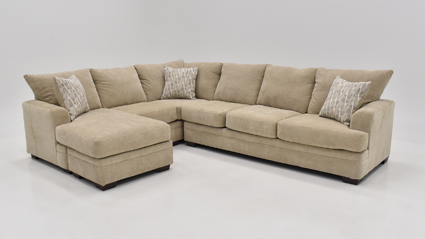 Aden Sectional Sofa with Chaise - Tan | Home Furniture Plus Bedding and ...