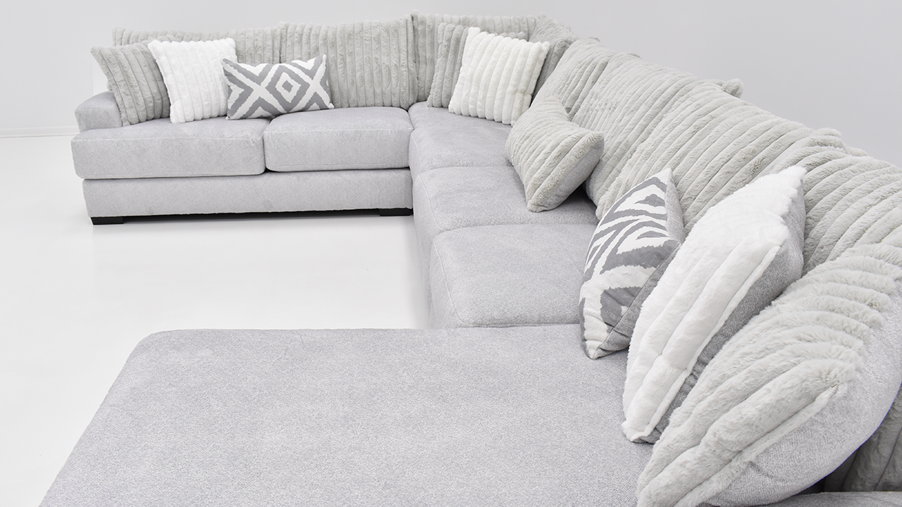 Tweed Large Sectional Sofa with Chaise - Light Gray | Home Furniture ...