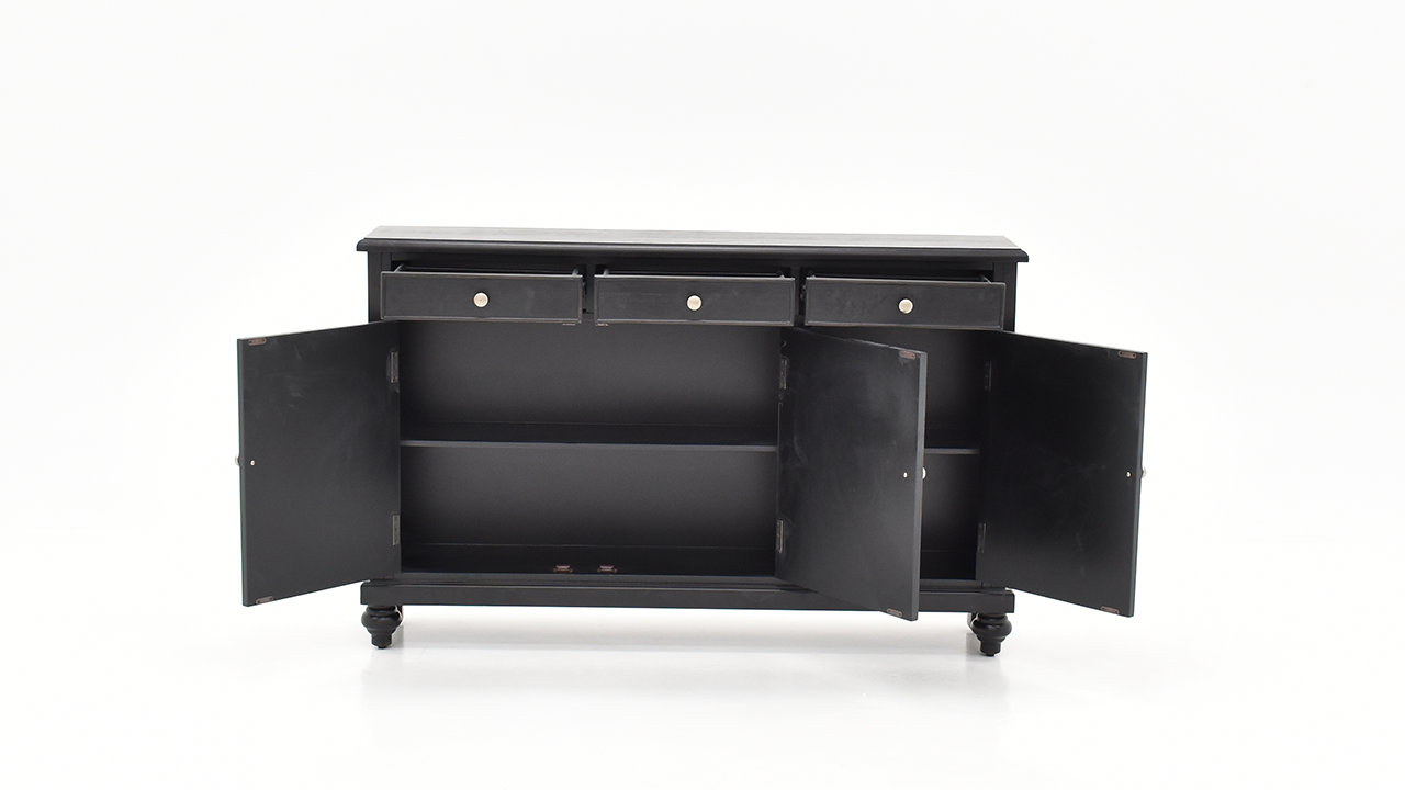 Raven 3 Door Console Media Cabinet - Black | Home Furniture Plus ...