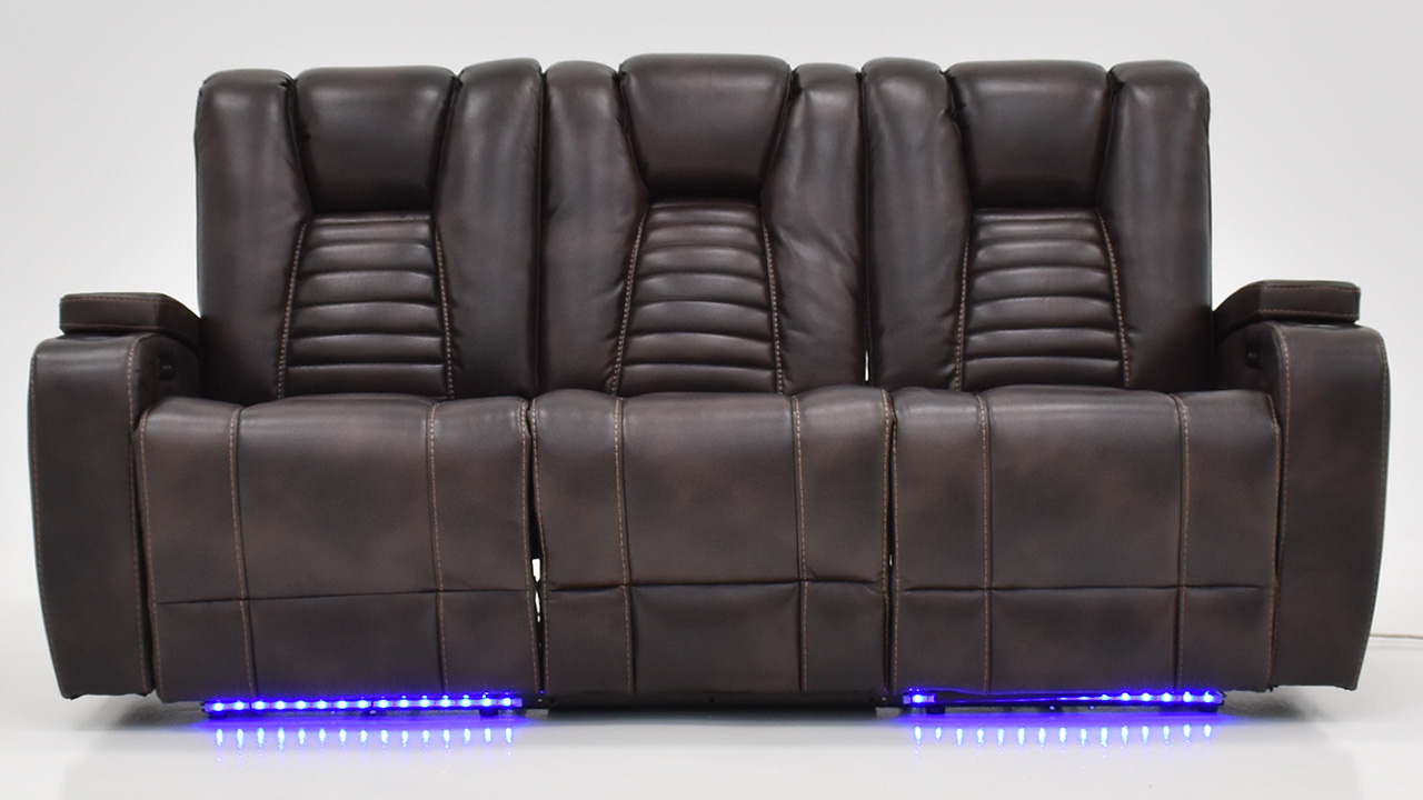Milan POWER Reclining Sofa Set with Lights - Brown | Home Furniture Plus Bedding and Mattress Center